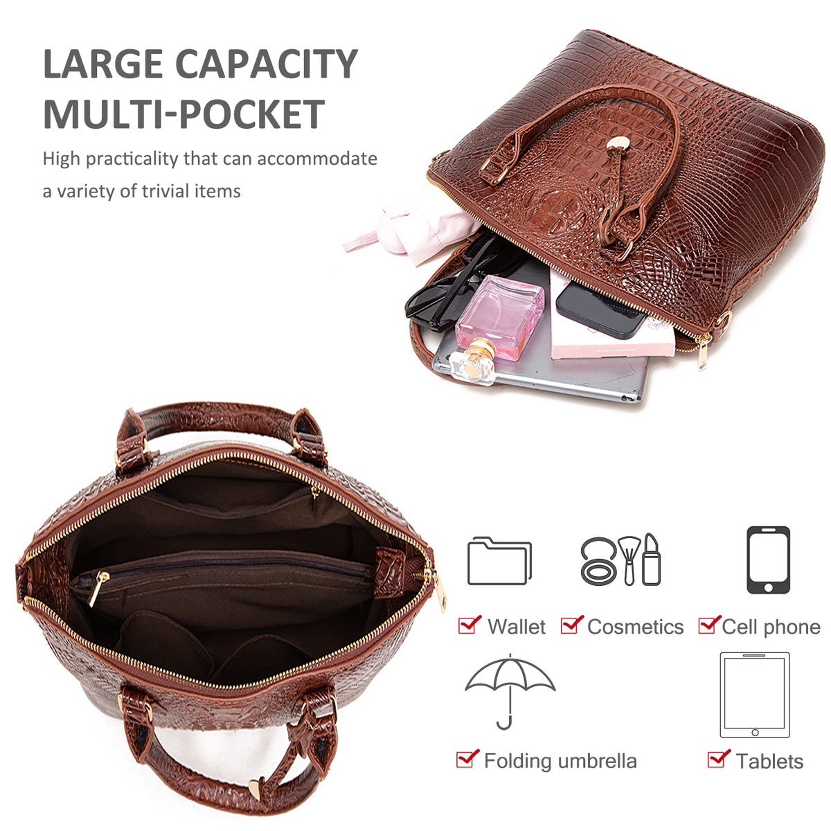 NICOLE & DORIS Classic Handbags for Women Crocodile Handbag Fashion T ...