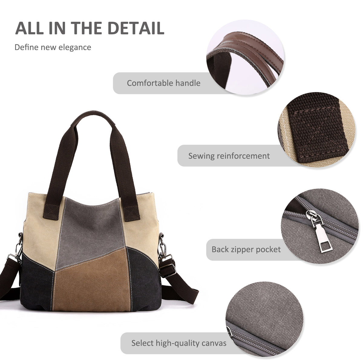 NICOLE & DORIS Women Canvas Tote Bag Multicolor Shoulder Bag Casual F ...